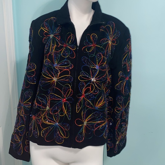 Anage | Jackets & Coats | Vintage Anage Rainbow Flower Beaded Jacket ...